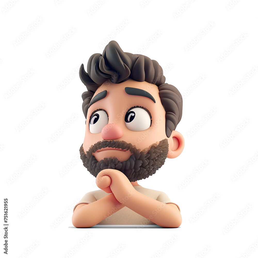 man thinking emoji face character on the transparent background, face ...