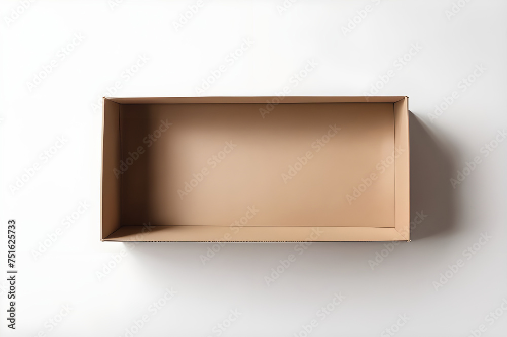 Empty kraft box. White box without lid. Top view. AI image. Stock ...