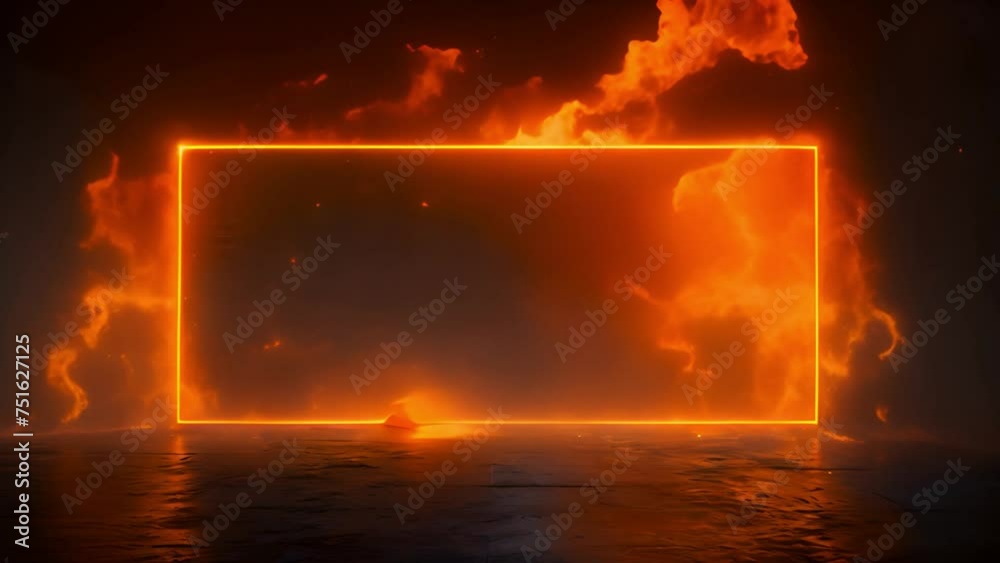 Vidéo Stock Square on fire red rectangle on a black background ...