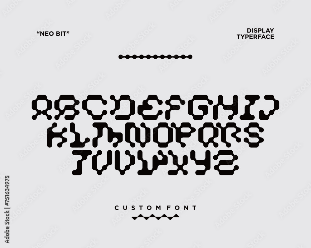 Pixel font 8 bit typerface vector futuristic custom alphabet acid web ...