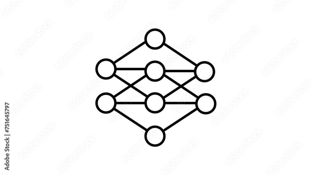 Animated network icon. Artificial neural network line animation ...