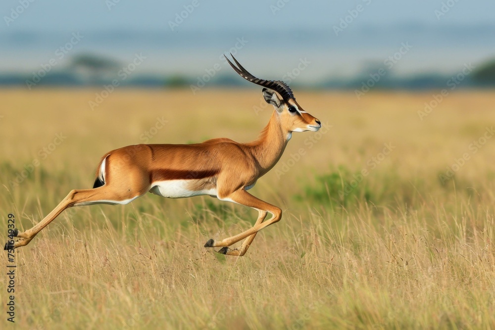 An impala leaping gracefully, its agility and speed on full display as ...