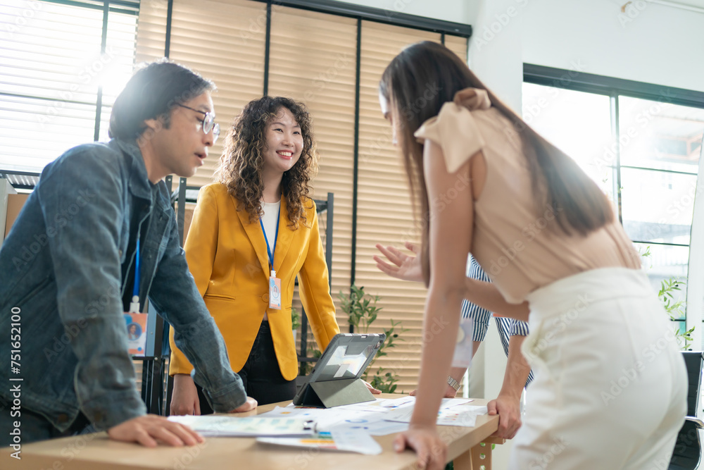 Group of young asian creative business brain storm meeting presentation ...