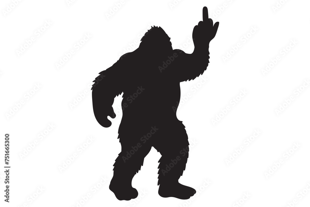 Bigfoot, Yeti, Silhouette, Wild Monster, Sasquatch, Bigfoot with middle ...