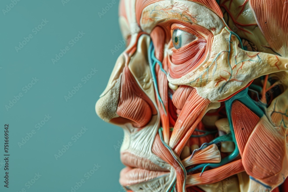The anatomy of the human face. Close-up. Side view. The face of a man ...