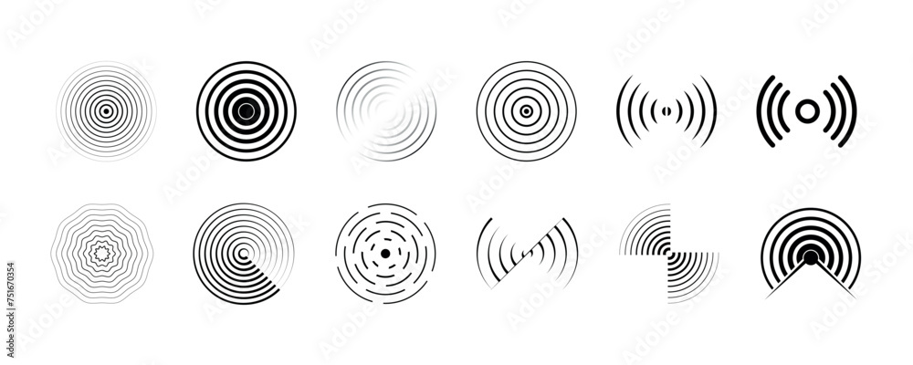 Radio station signal. Radio signal background. Pain circle. Sonic ...