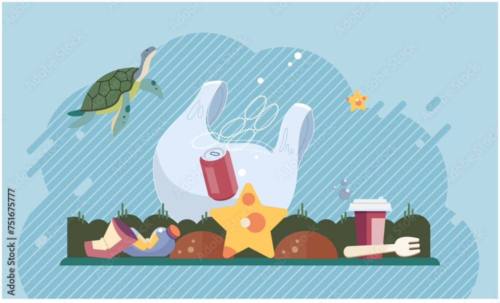 Waste pollution. Vector illustration. Zero waste initiatives aim to ...