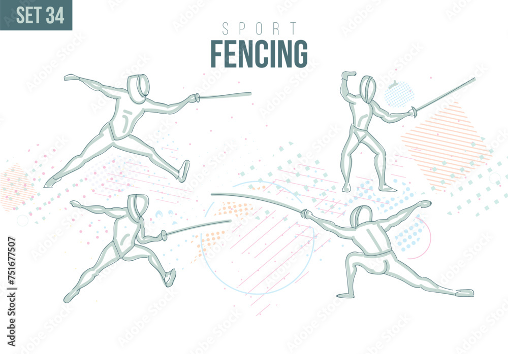 Fencing players sport Tournament Summer Games , Fencing duel ...