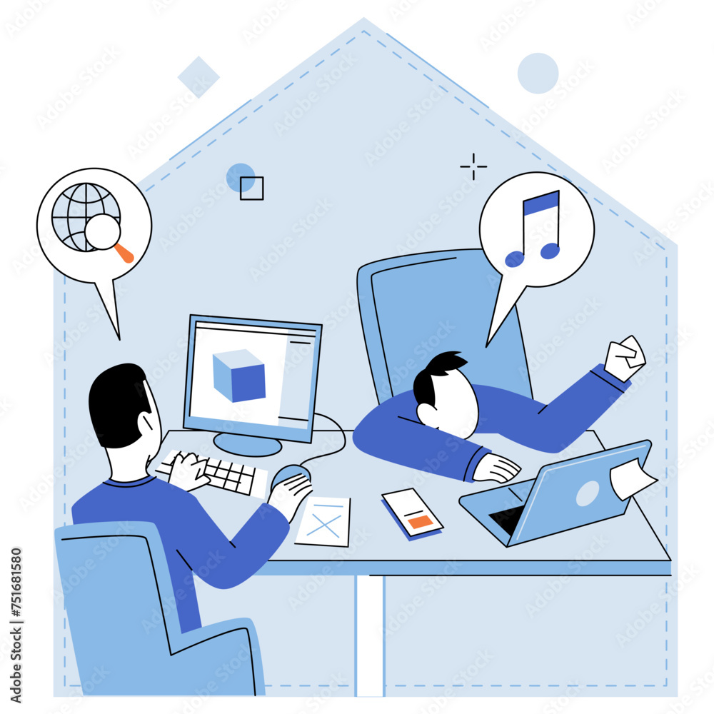 Computer lab. Vector illustration. The computer lab concept encourages ...