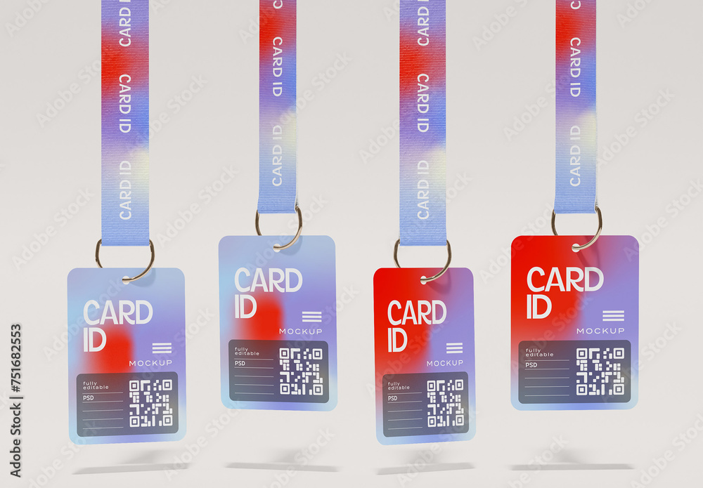 Front View of Hanging ID Cards Mockup Stock Template | Adobe Stock