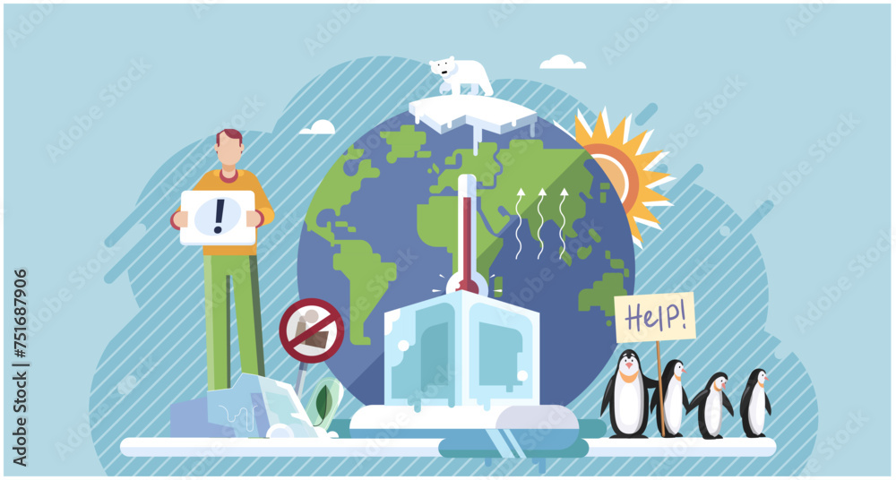 Climate change. Save the planet. Global warming. Earth pollution is result unsustainable ...