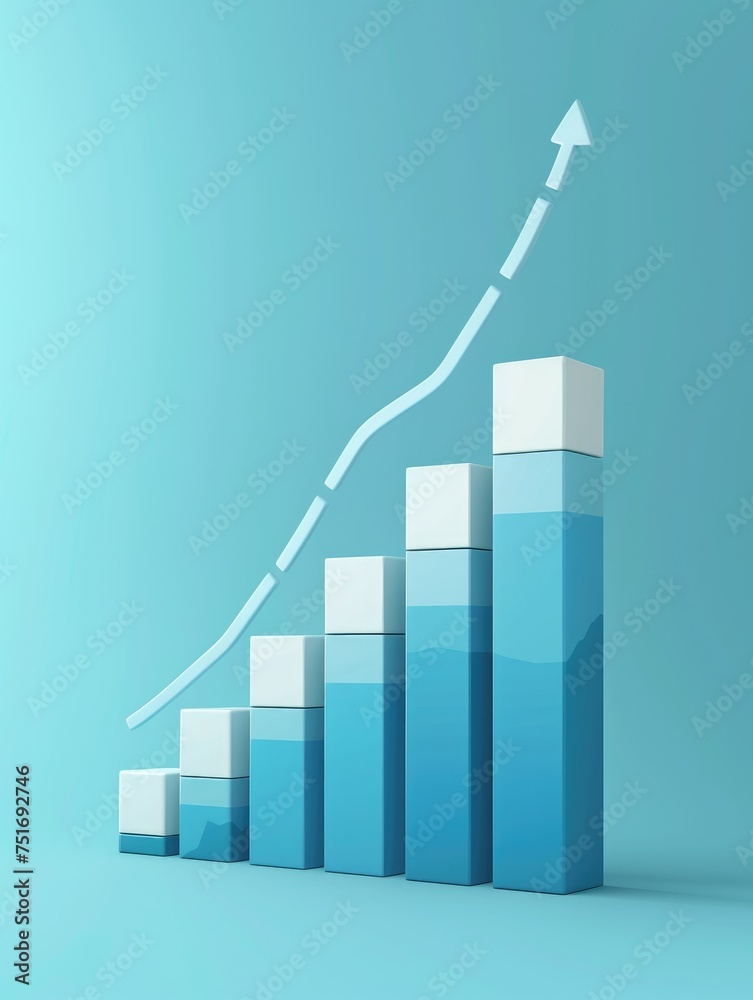 Blue gradient bars with upward moving graph - Smooth blue gradient bar ...