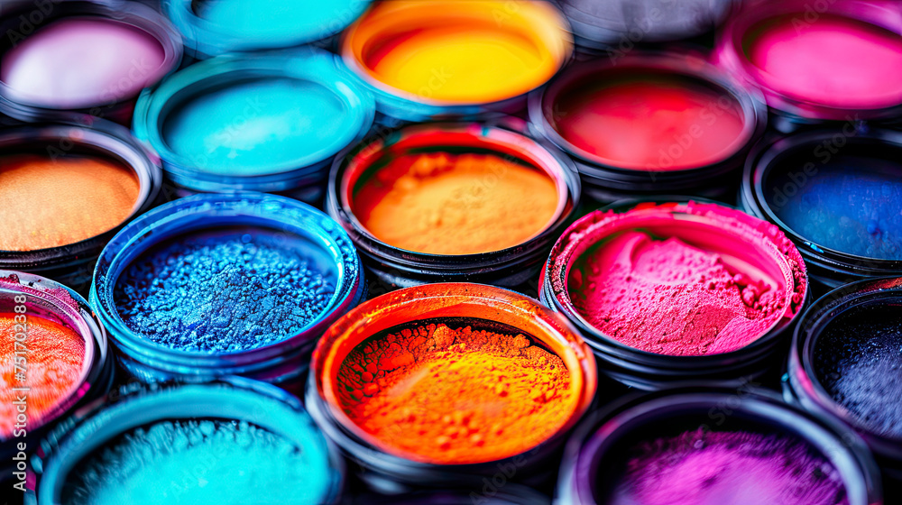 Joyful Splash of Colors: An Array of Open Paint Cans Spills a Spectrum ...