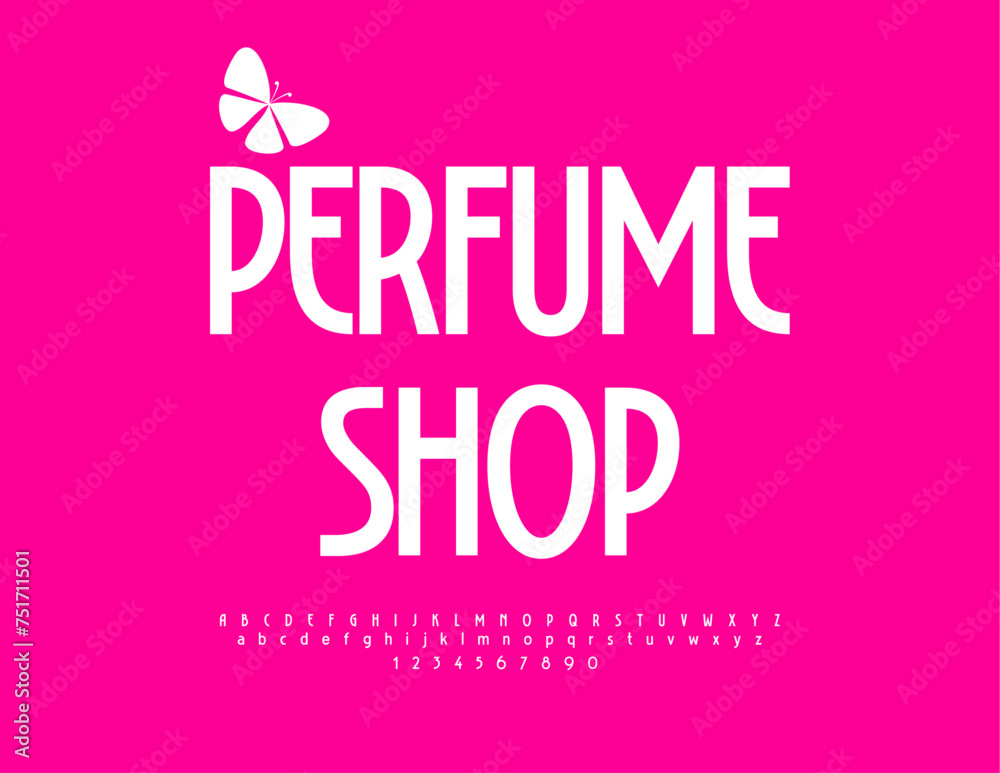 Vector beautiful Advertisement Perfume Shop. Stylish White Font. Modern ...