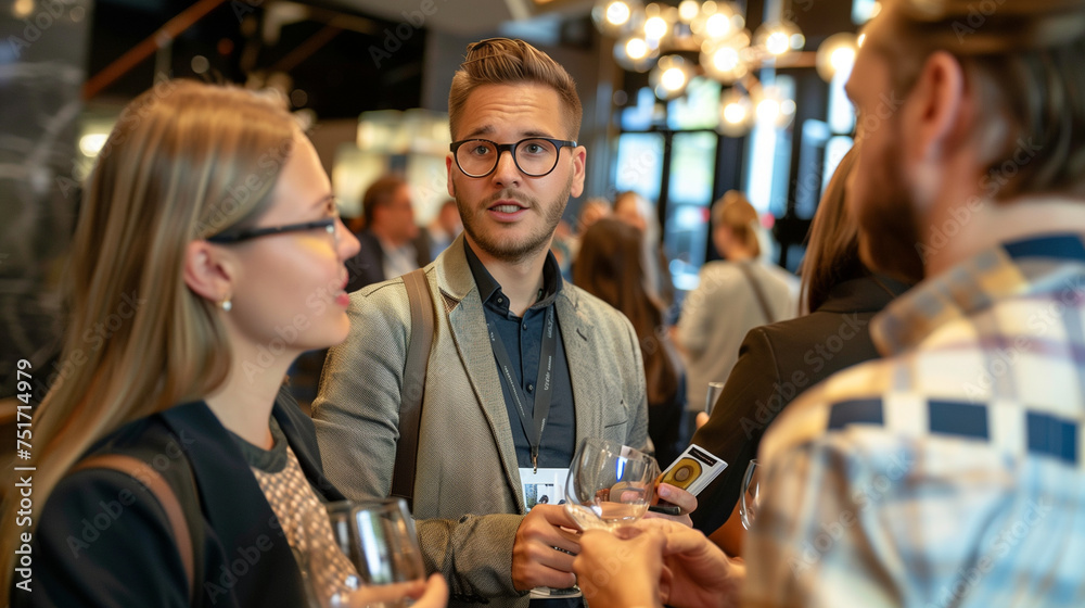 Dynamic networking event with young professionals engaging in ...