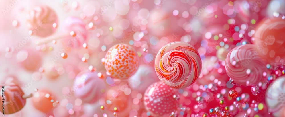Ethereal pink-toned candy dreamland with a soft focus on swirl ...