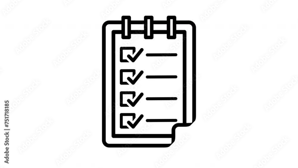 animated icon sheet of paper checklist correct motion graphics Stock ...