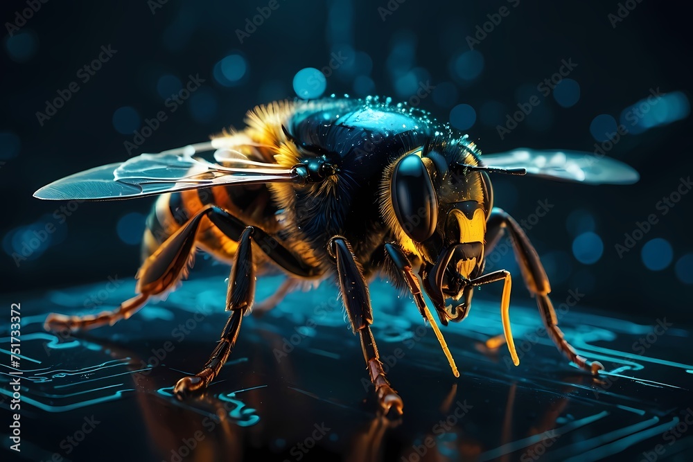 "Electronic Bee: Digital Art Magic and Generative AI Technology" Stock ...