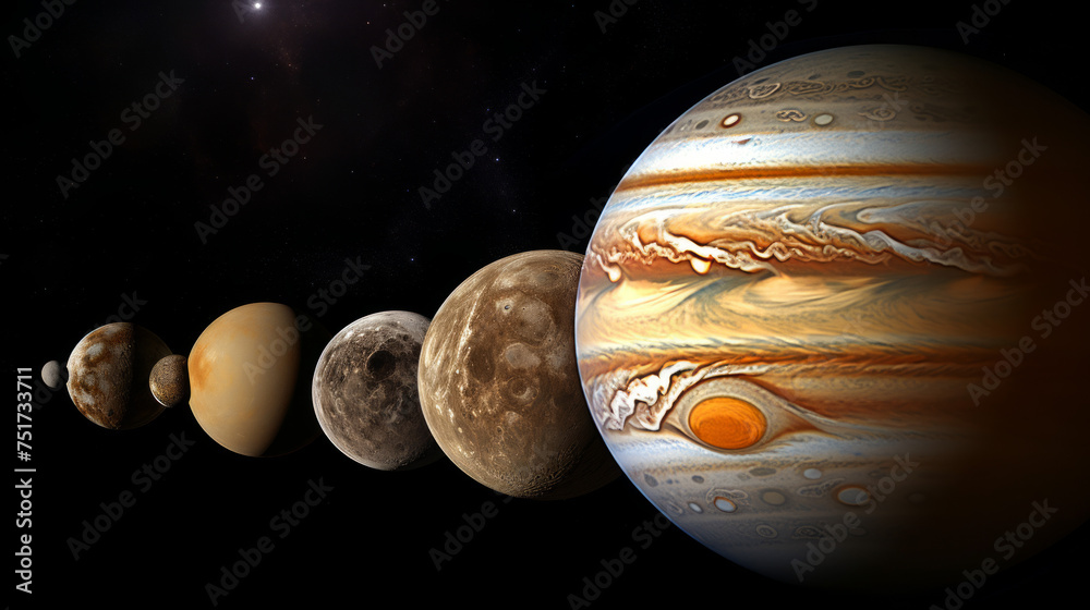 Detailed depiction of a planetary alignment in our solar system ...