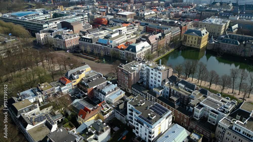 A captivating aerial perspective of The Hague's skyline featuring the ...