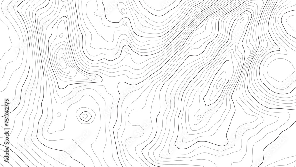 Topographic pattern texture. Black contours on white vector topography ...
