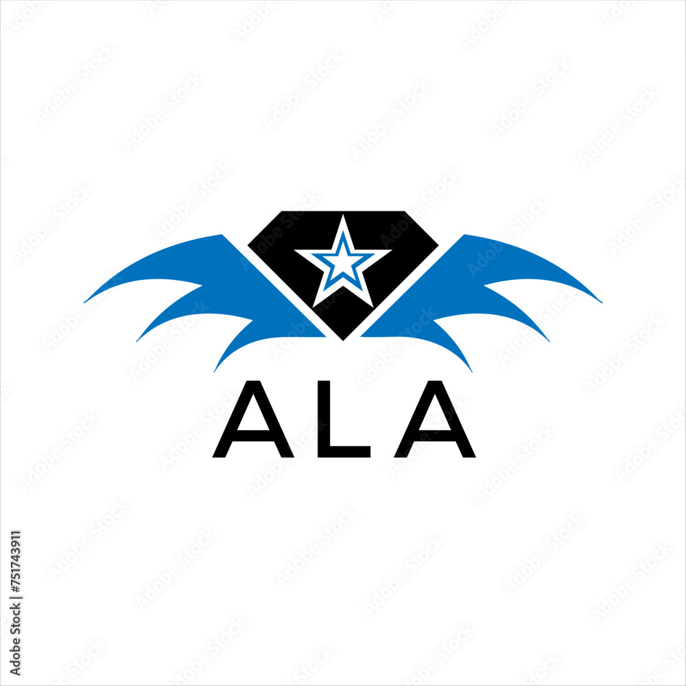 ALA letter logo. technology icon blue image on white background. ALA ...
