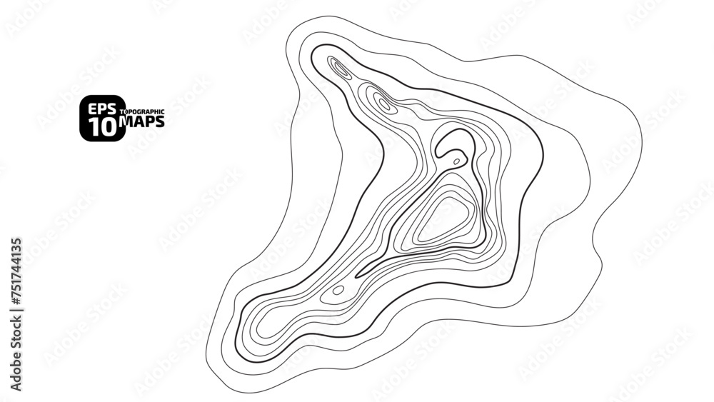 Vector topography of black contours on a white background. Vector ...