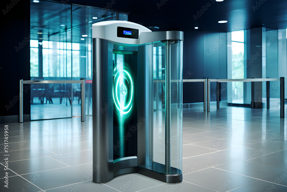 Advanced Security Gate With Biometric Fingerprint Scanner And Turnstile Access System The