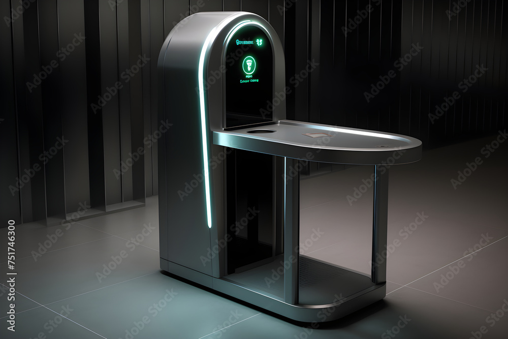 Advanced Security Gate With Biometric Fingerprint Scanner And Turnstile Access System The