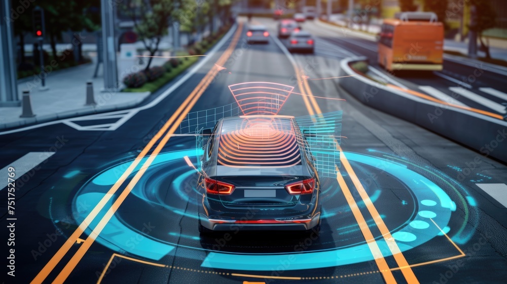 Autonomous electric vehicle on a smart highway with interactive road ...
