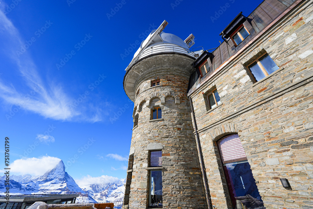 Cupola of the Gornergrat Observatory built on top of the Kulmhotel in ...