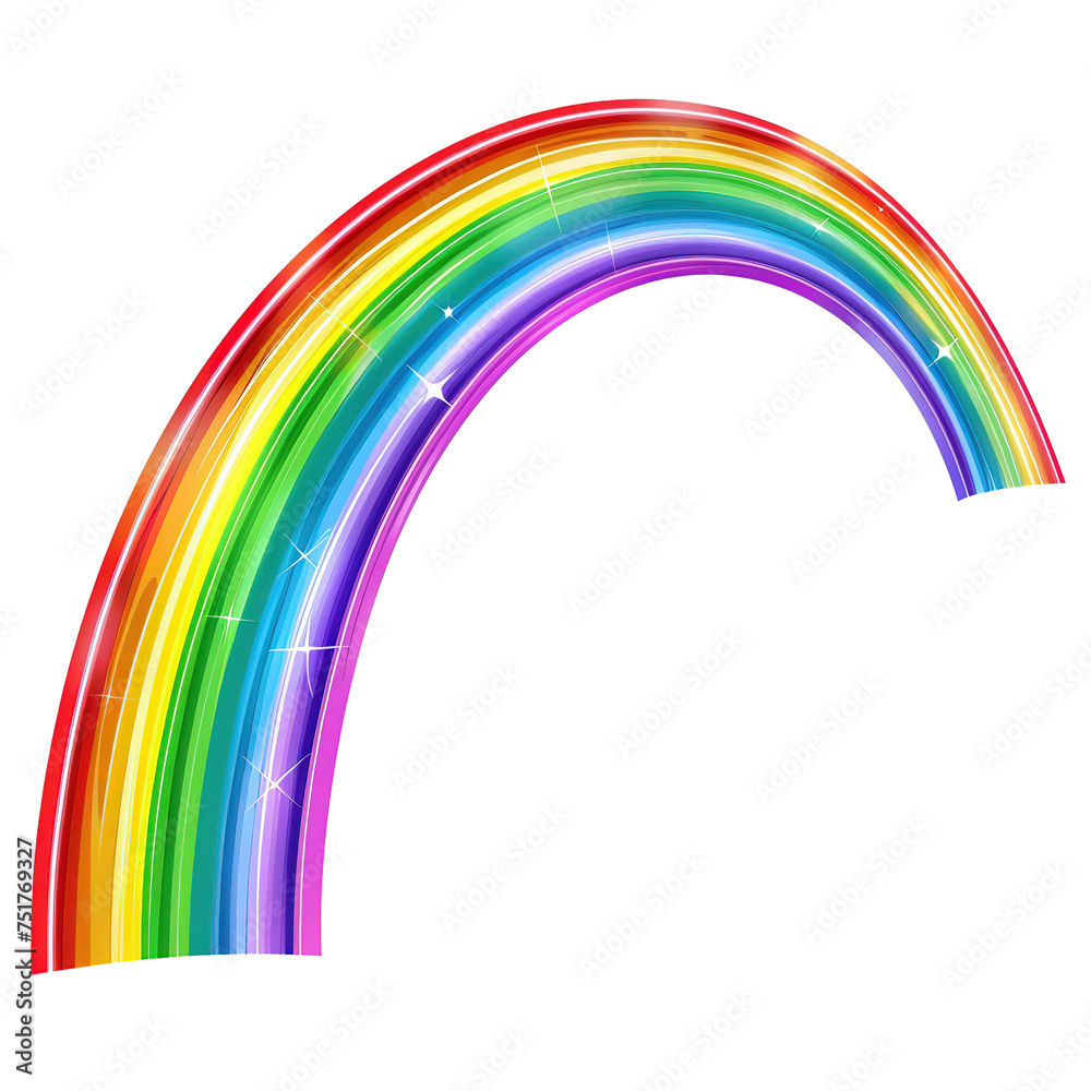 rainbow, wide angle, clouds on solid white background, Beautiful ...