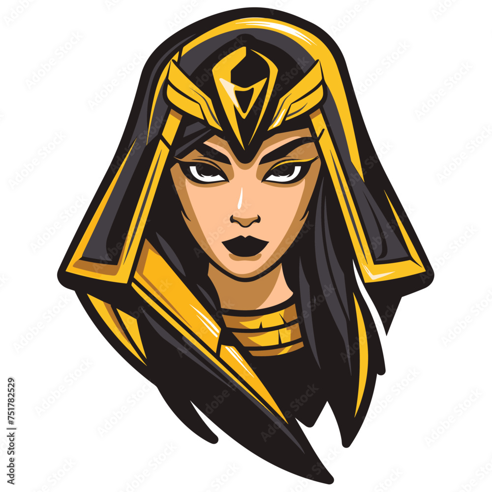 Beautiful woman queen Cleopatra esport vector logotype, logo Cleopatra ...