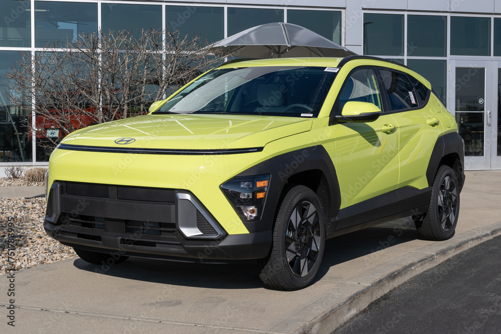 Hyundai Kona SEL display at a dealership. Hyundai offers the Kona in SE ...