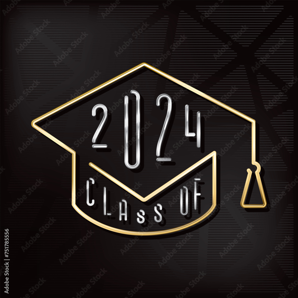 Class of 2024 Logo with Gold and Silver Style Square Academic ...