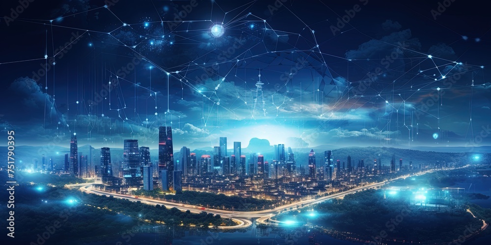 Digital city with high speed information and power grid. Digital ...