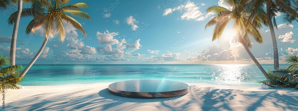 Beach podium background product summer sand display stand sea cosmetic ...