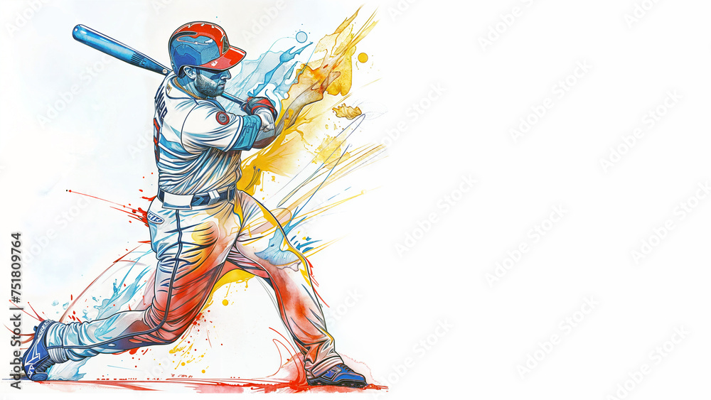 Baseball Player in white uniform swinging a bat. The image is a ...