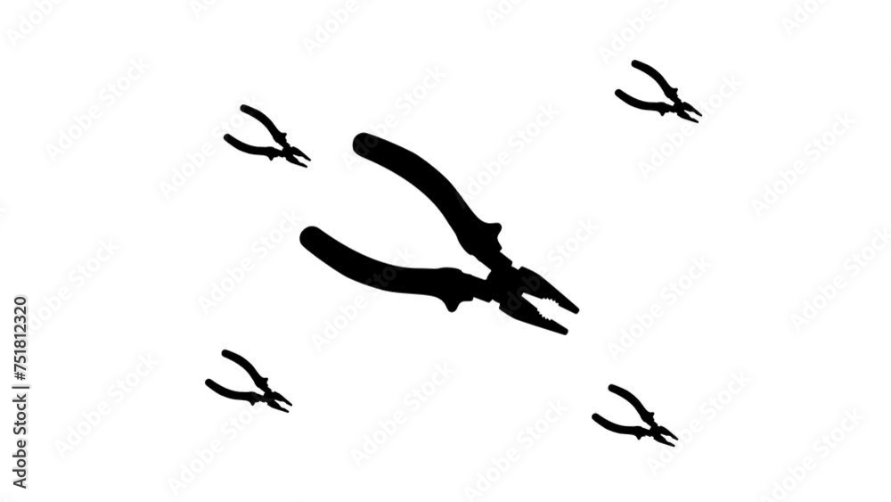 Zoom in and out animation the pliers symbol. Large black symbol in the ...