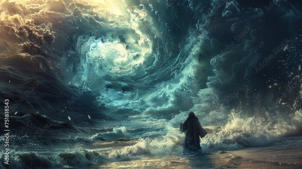 Dynamic visualization of Jesus Christ stilling the storm, showcasing ...