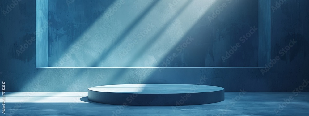 Podium background blue platform product 3d studio stage pedestal light ...