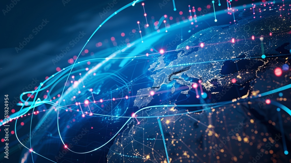Digital world globe, concept of global network and connectivity on ...