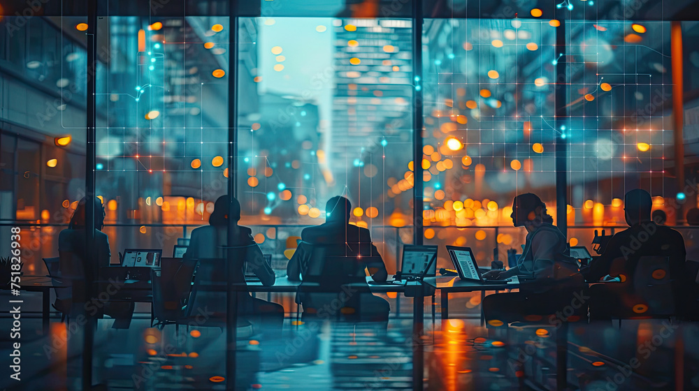 Successful team of office workers in Group, people working and ...