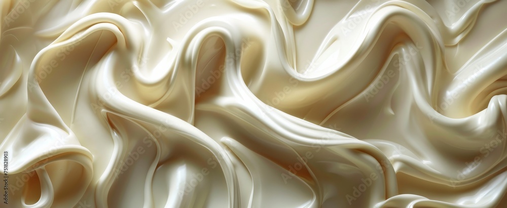 Creamy white chocolate ripples creating a luxurious and smooth satin ...