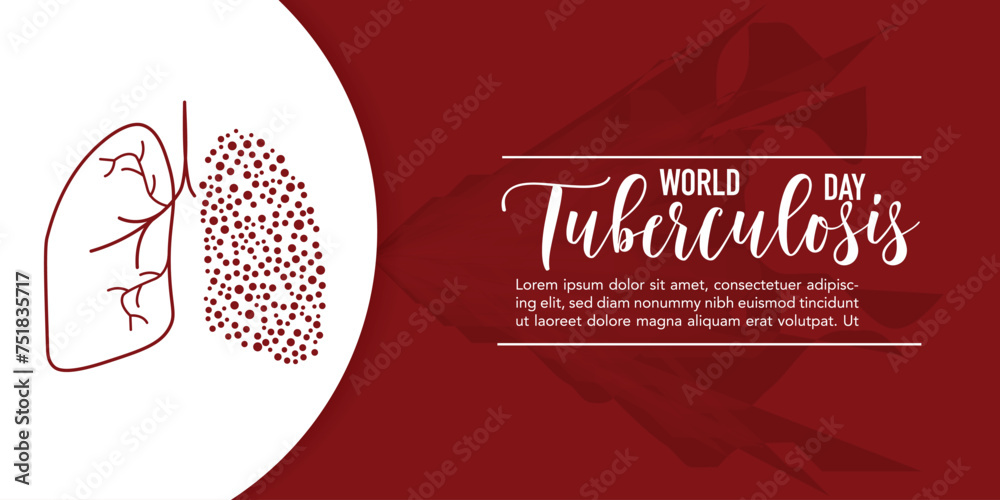World Tuberculosis Day awareness poster with illustration of lungs ...