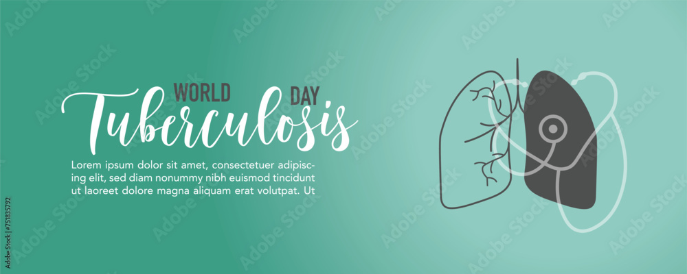 World Tuberculosis Day awareness poster with illustration of lungs ...