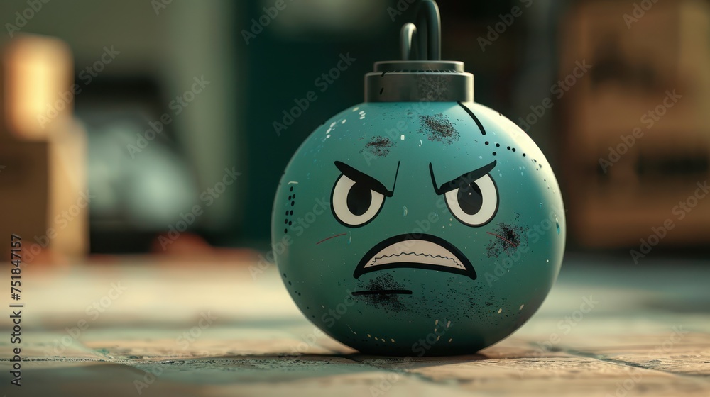 A bomb timer counting down as a cartoon character tries to defuse it in ...