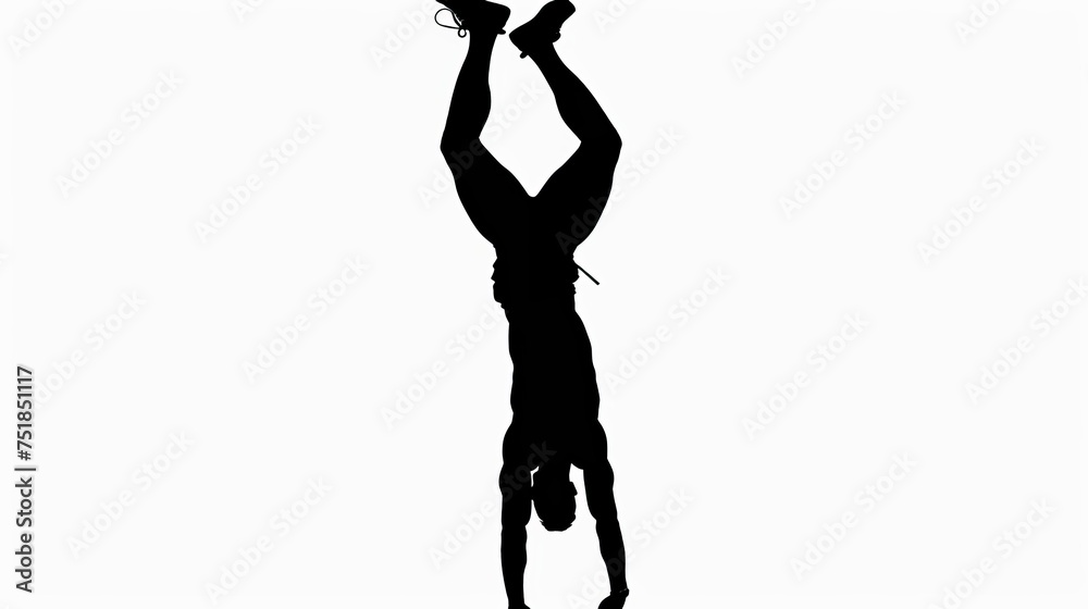 vector drawing a black silhouette of a really big muscular man doing a ...