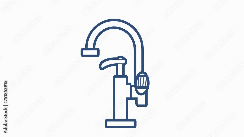 An outline icon representing a compression faucet for kitchen and ...