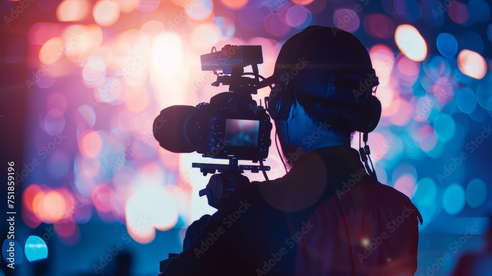 Professional cameraman covering on event with a video, cameraman ...